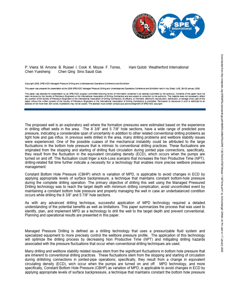 Constant Bottomhole Pressure Managed-Pressure Drilling Technique How To ...
