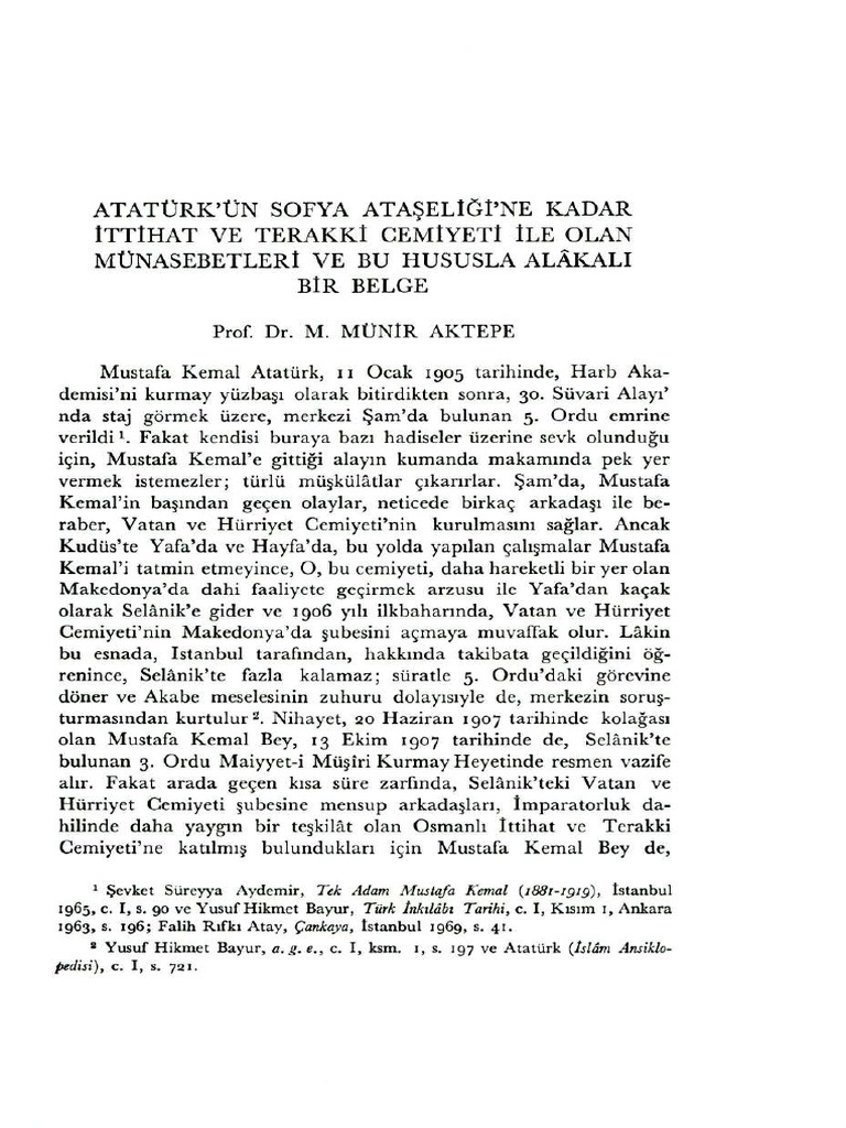 Atatürk'En Sofya Ata ELI I'Ne Kadar Ittihat Ve Terakki Cemiyeti Ile ...