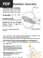Solar Radiation Geometry | PDF | Angle | Latitude