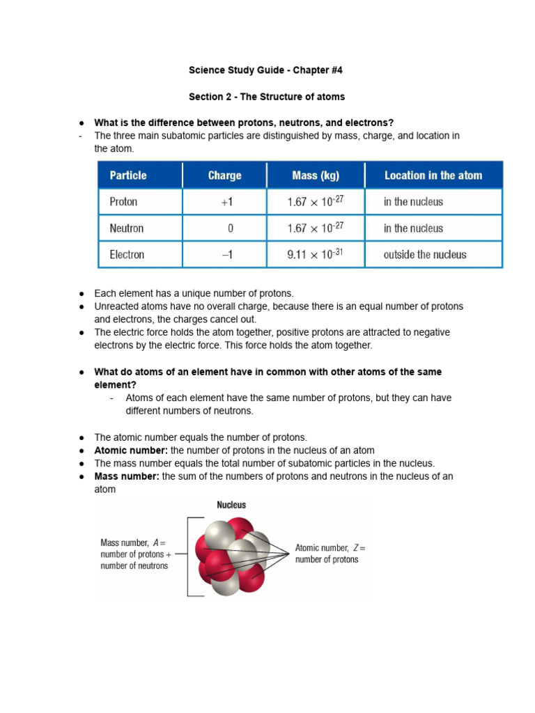 Atom Structure and Periodic Table Guide | PDF | Mole (Unit) | Atoms