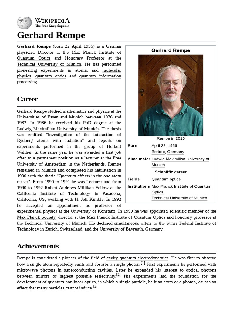 Gerhard_Rempe | PDF | Radiation | Electrodynamics