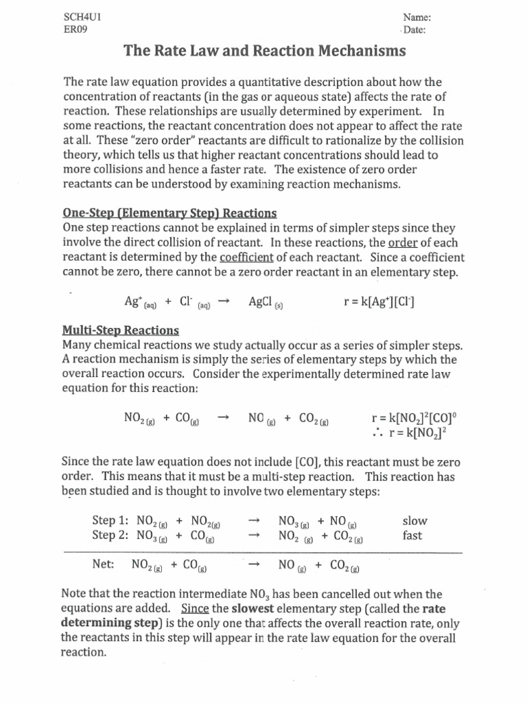 Reaction Mechanism Lesson Package | PDF
