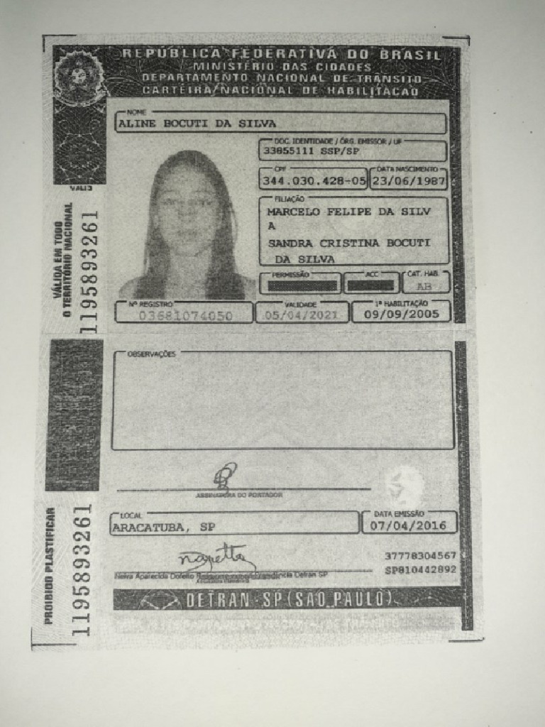 Documentos Pessoais - Aline | PDF