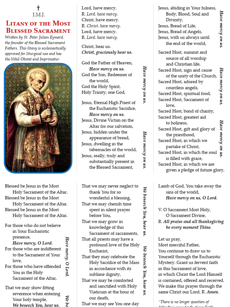 Litany of the Most Blessed Sacrament | PDF | Eucharist | Mercy