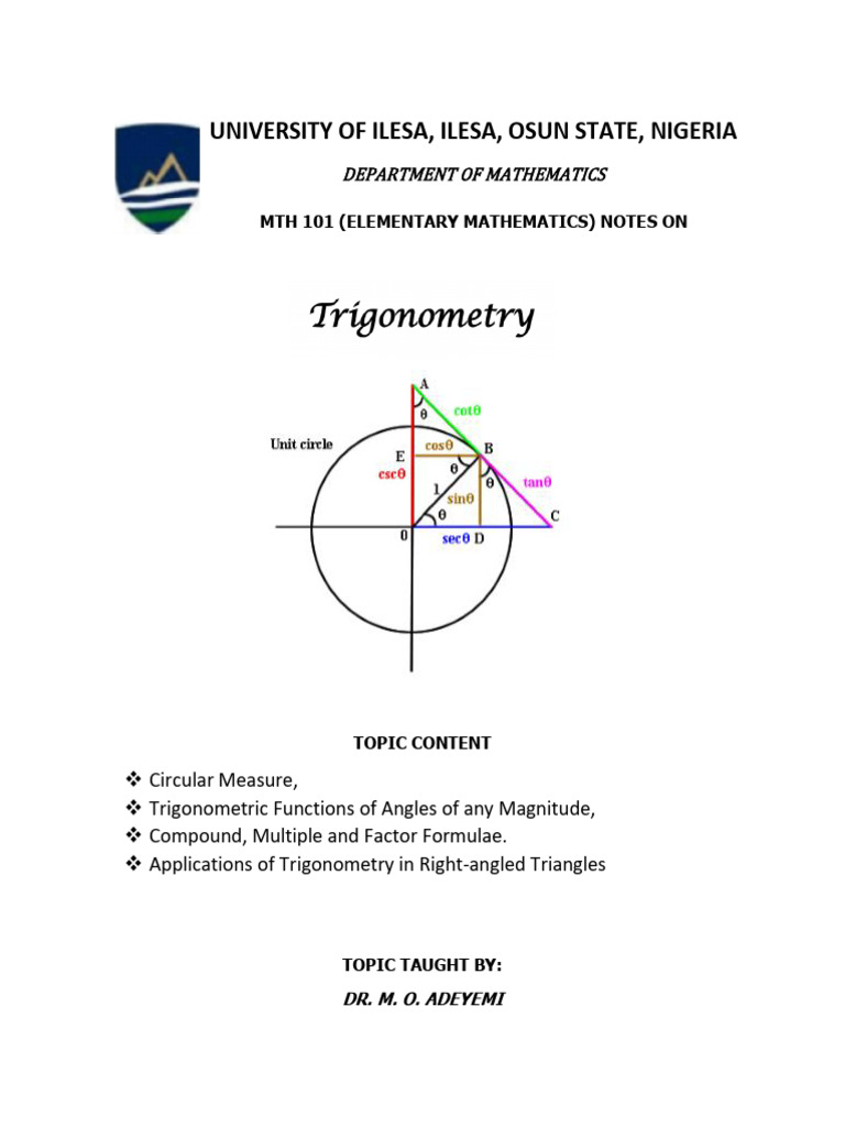 MTH Research Paper - Trigonometry | PDF | Trigonometric Functions | Trigonometry