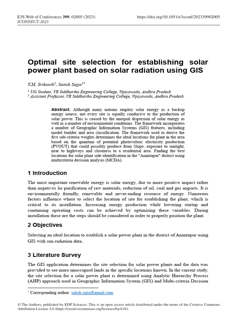 GIS-Based Solar Plant Site Selection | PDF | Geographic Information System