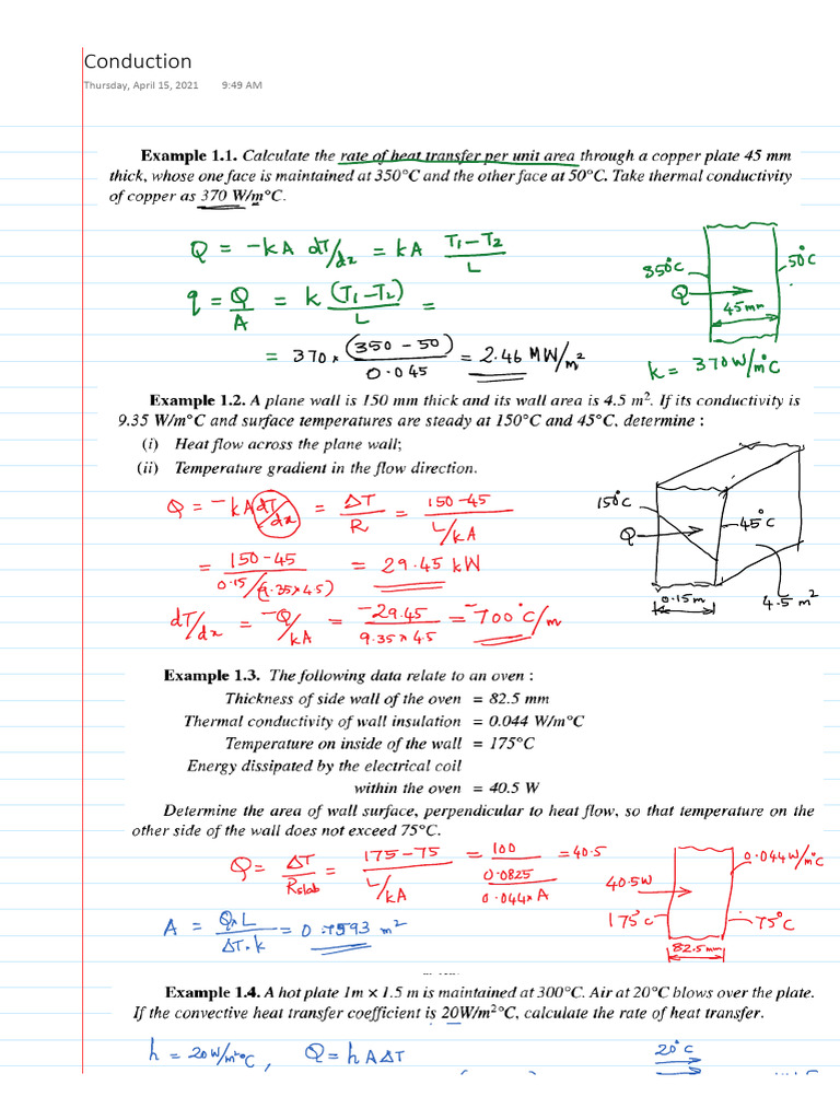 Heat Transfer-conduction -Simple Problems | PDF