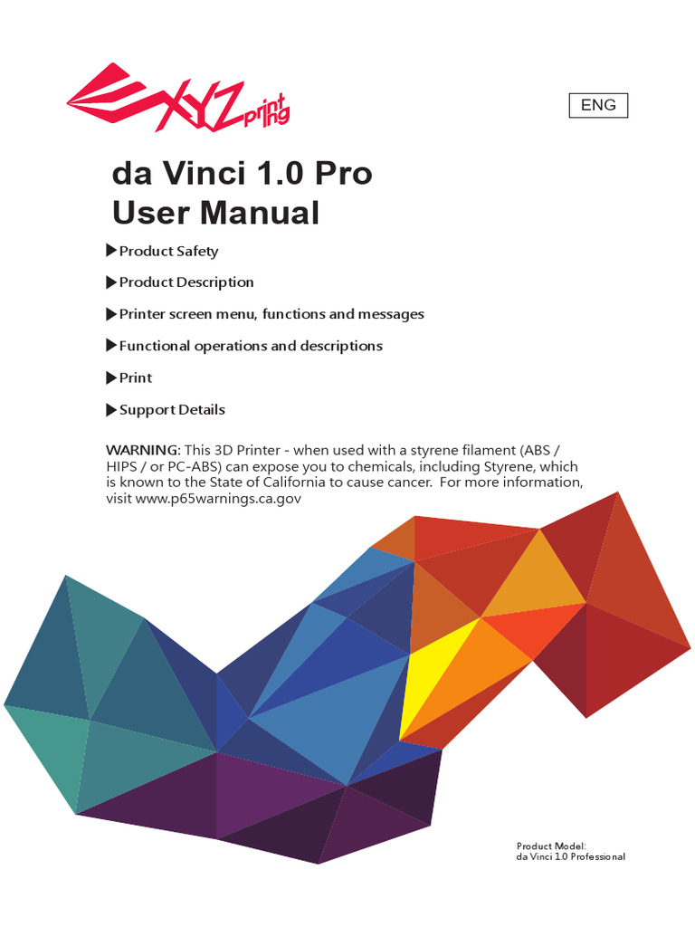 da Vinci 1.0 Pro User Manual Guide | PDF | Printer (Computing)