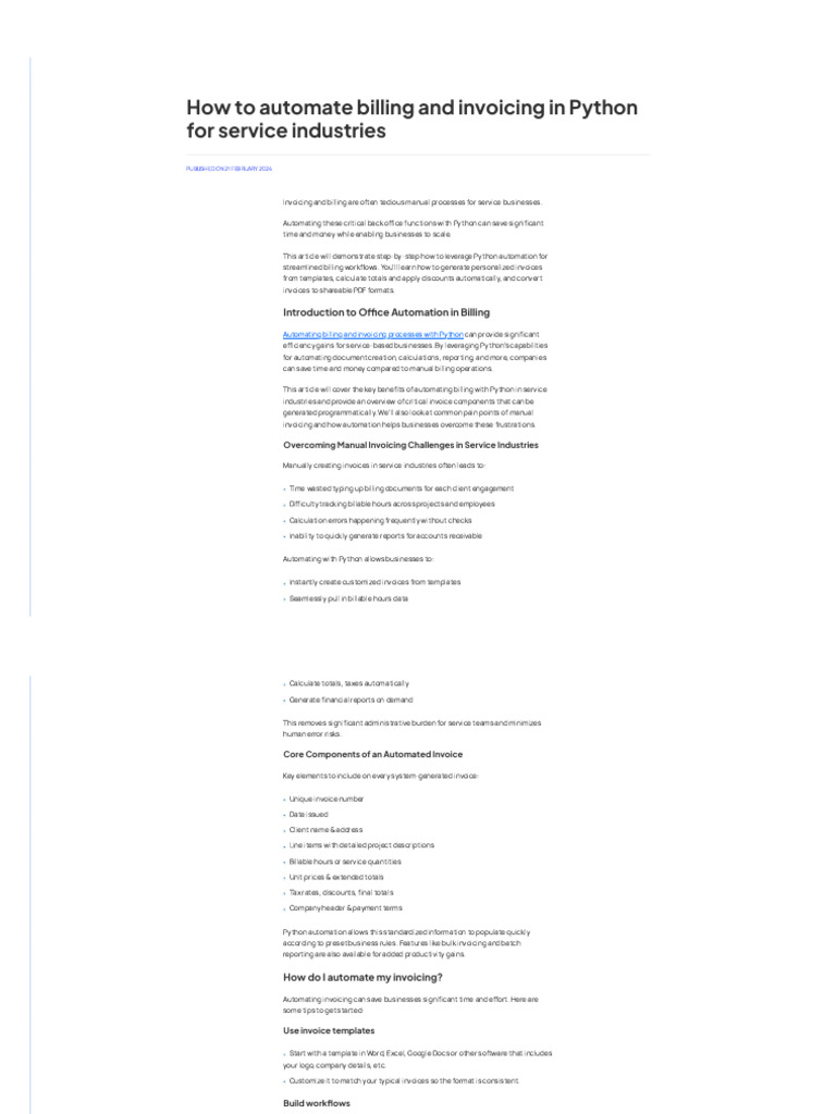 How To Automate Billing and Invoicing in Python For Service Industries | PDF | Microsoft Excel ...