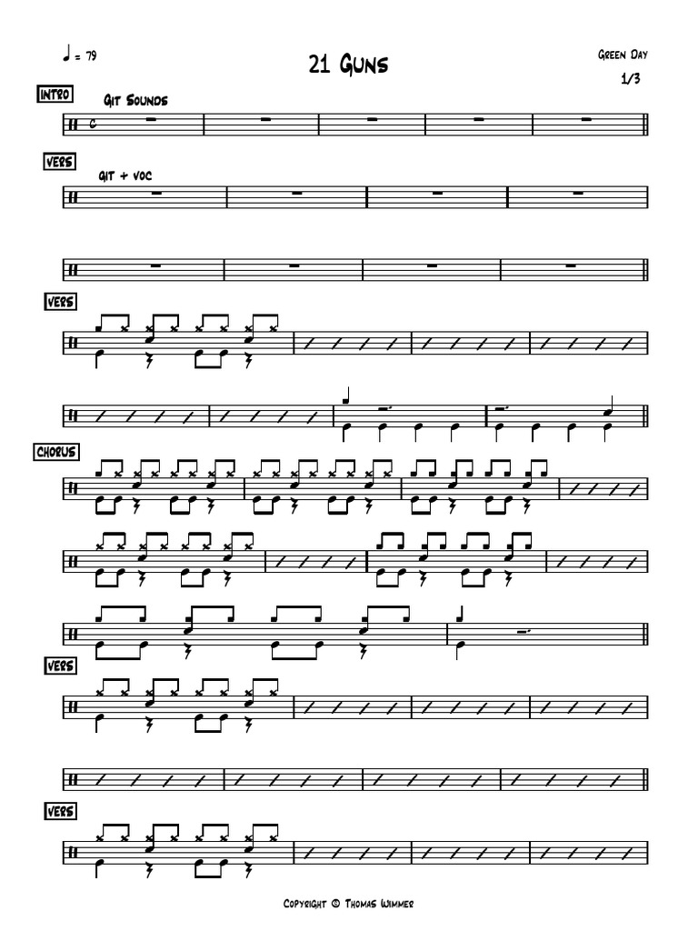 21 Guns - Drums | PDF