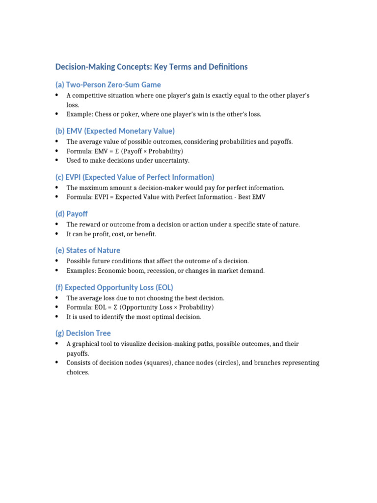 Key Decision-Making Terms Explained | PDF
