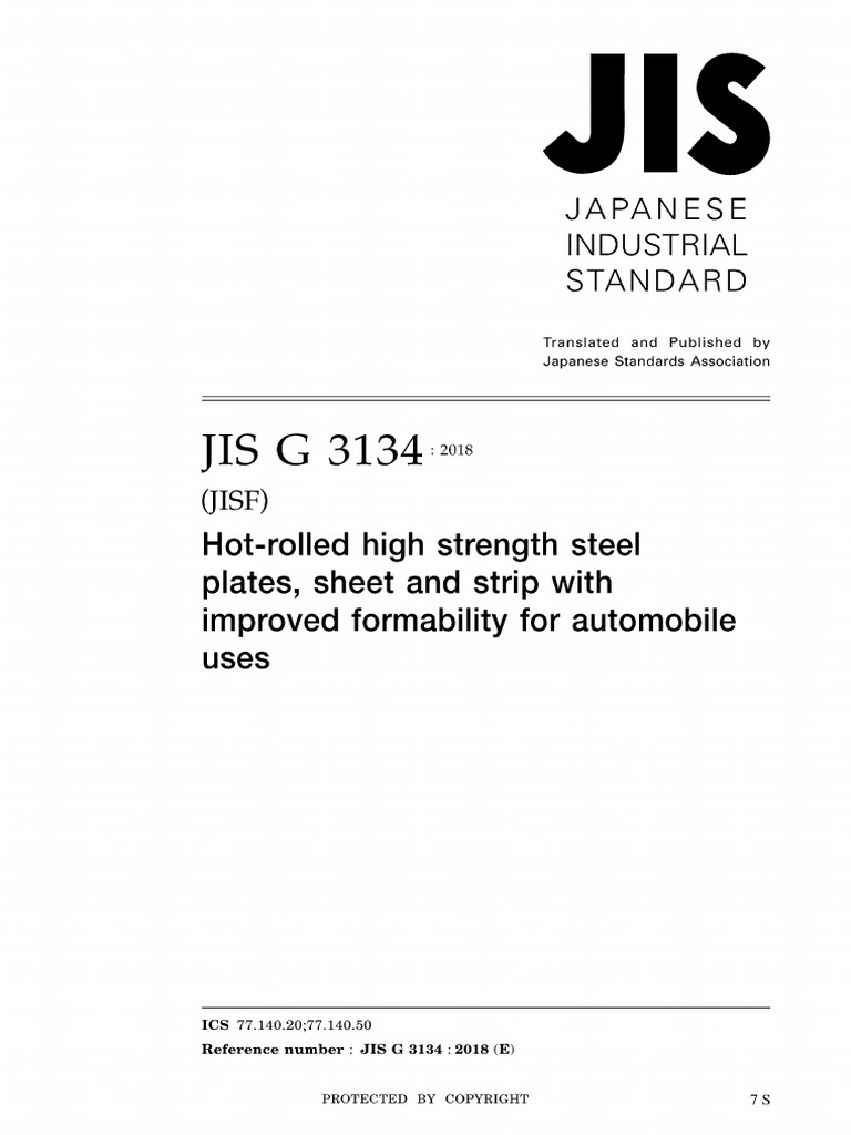 JIS G 3134: High Strength Steel for Autos | PDF | Yield (Engineering ...