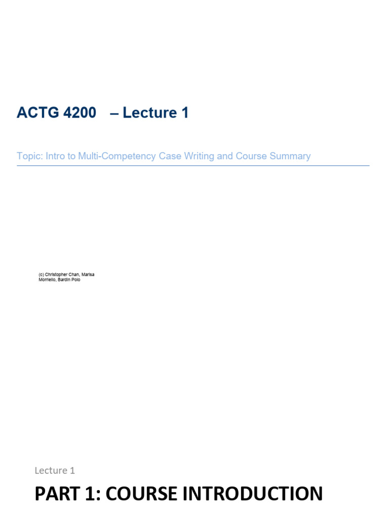ACTG 4200 - Lecture 1 (Core Lecture) | PDF | Certified Public Accountant | Audit