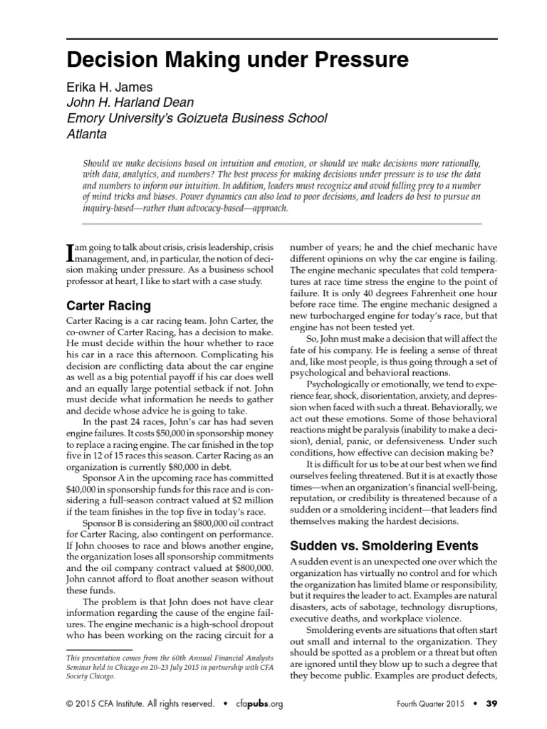 silo.tips_decision-making-under-pressure | PDF | Decision Making | Bias