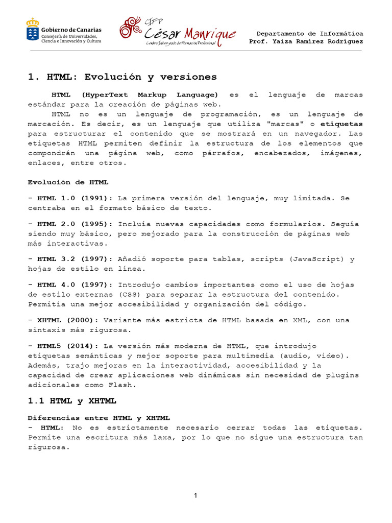 Introducción A HTML | PDF | HTML | Xml