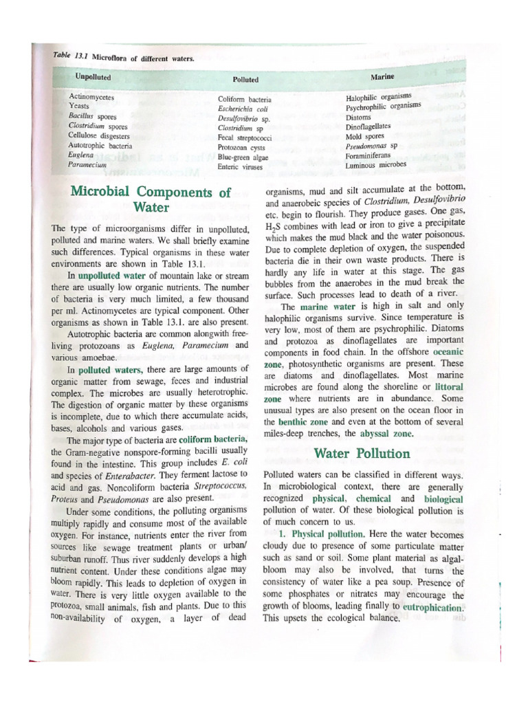 Table 13.1 Microflora of Different Waters | PDF
