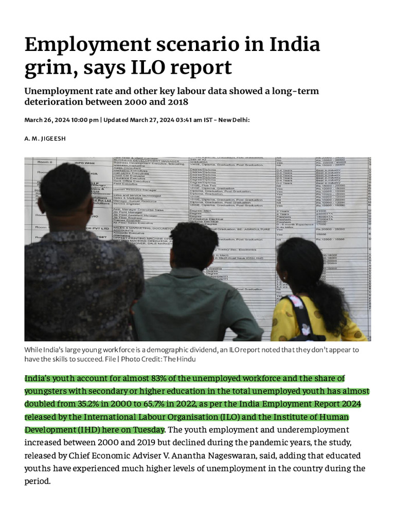 India Youth Unemployment Trends 2024 | PDF | Unemployment | Employment