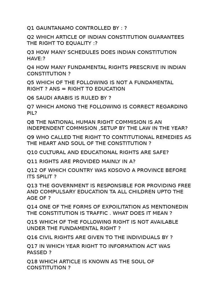 Constitutional Knowledge Quiz | PDF