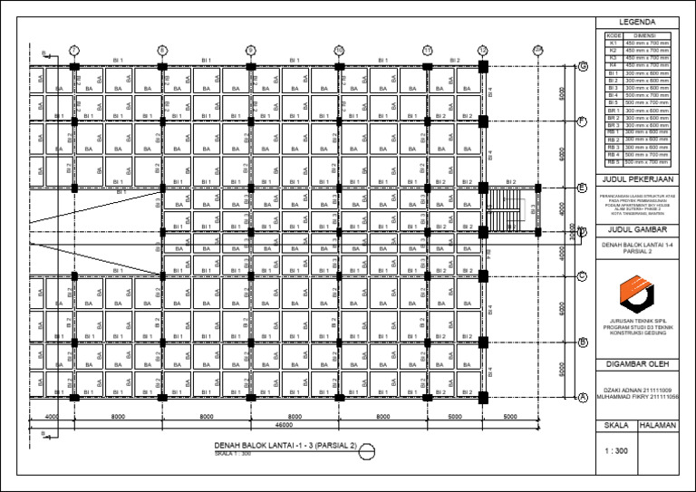 Denah Balok 1-4 (Parsial 2) | PDF