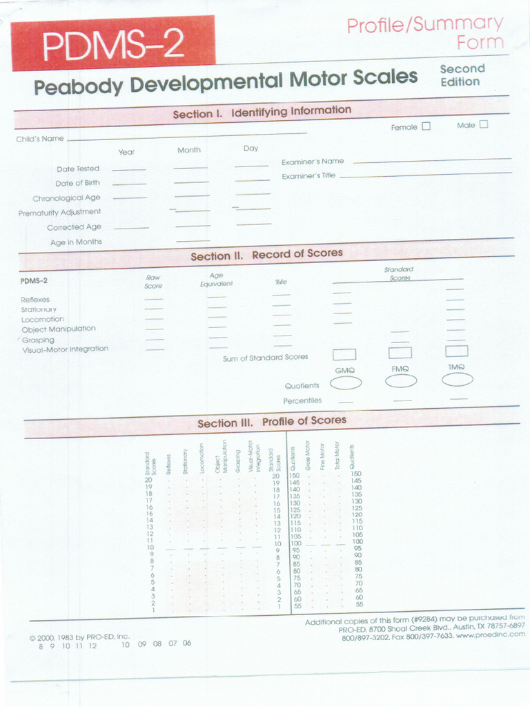 Pdms 2 Summary Form Colored | PDF
