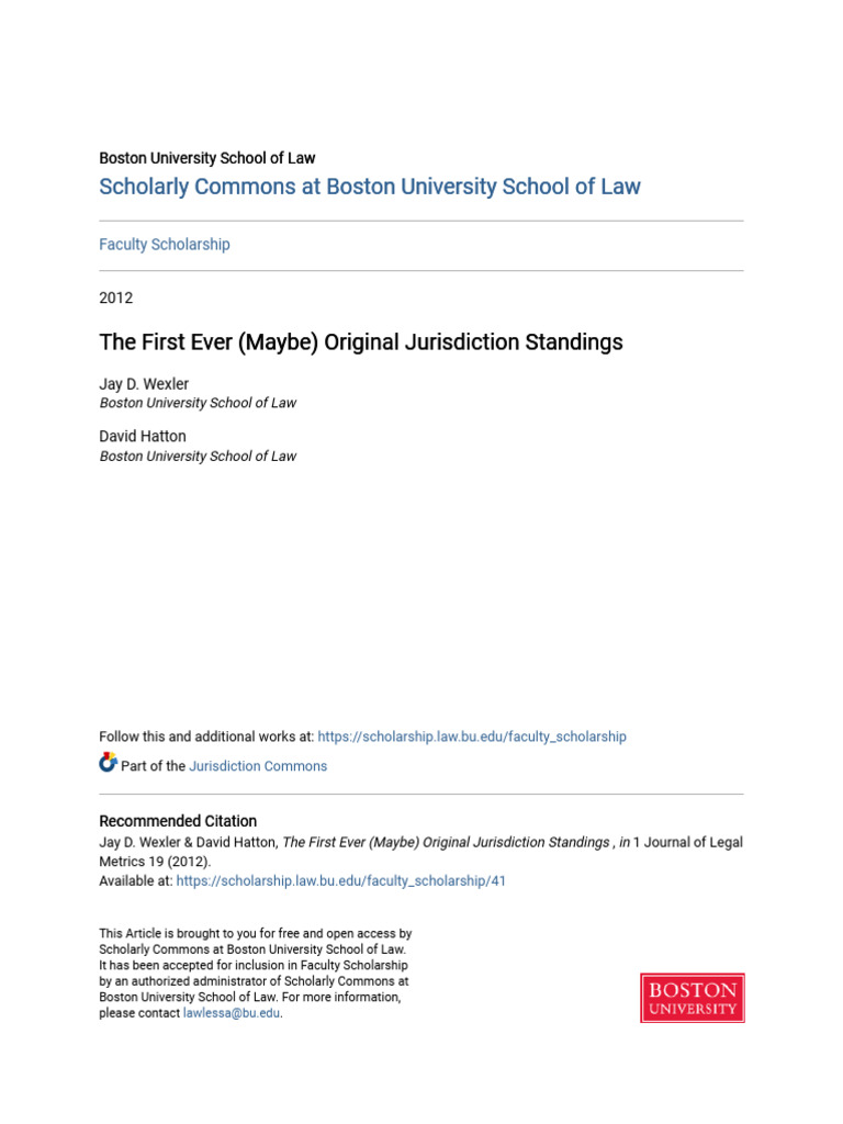 The First Ever (Maybe) Original Jurisdiction Standings | PDF | Supreme ...