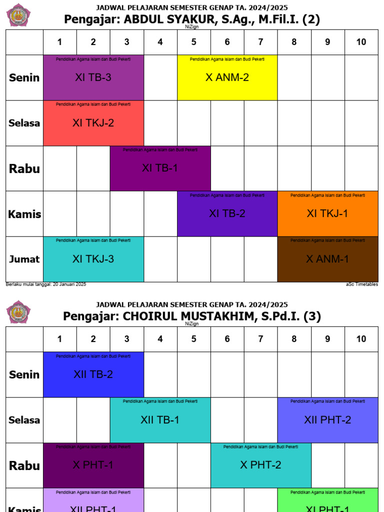 Jadwal Per Guru Rev - 01 | PDF