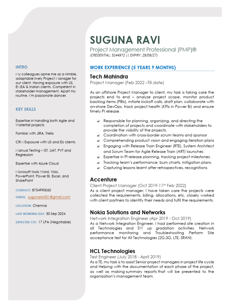 Suguna_Resume | PDF | Agile Software Development | Computing