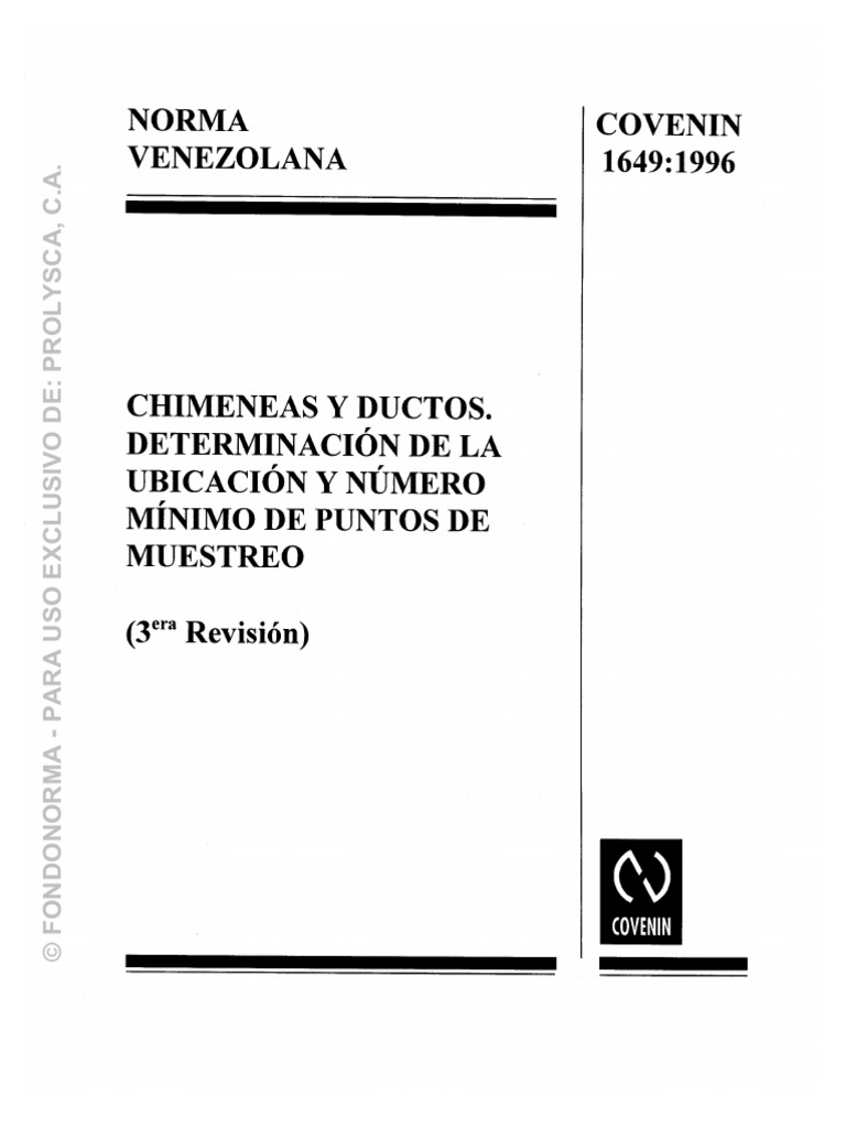 Covenin 1649-96 Chimeneas y ductos determinacion de la ubicacion y ...