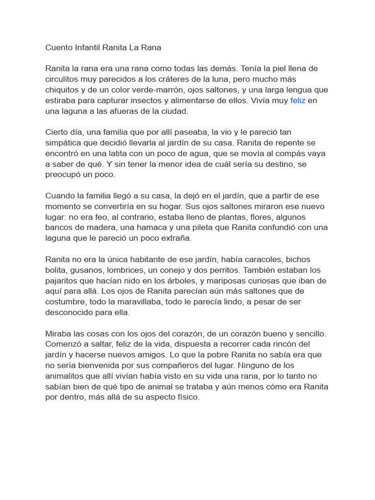 Cuento Infantil Ranita La Rana Pdf