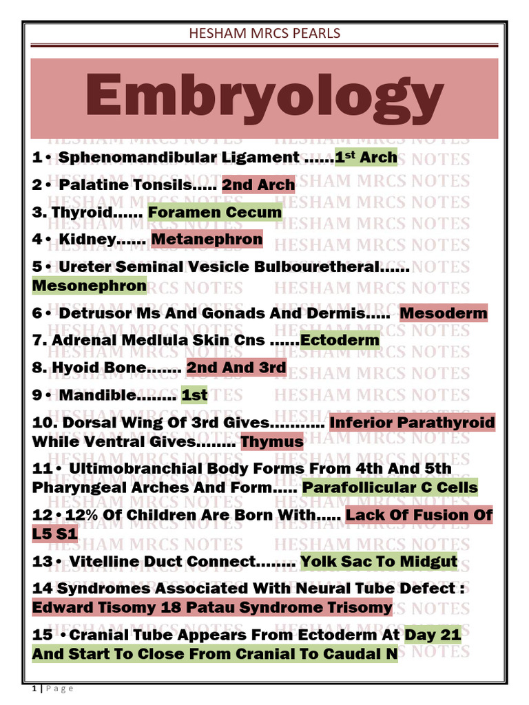 Embryology Study Guide: Key Concepts | PDF | Mammal Reproductive System ...