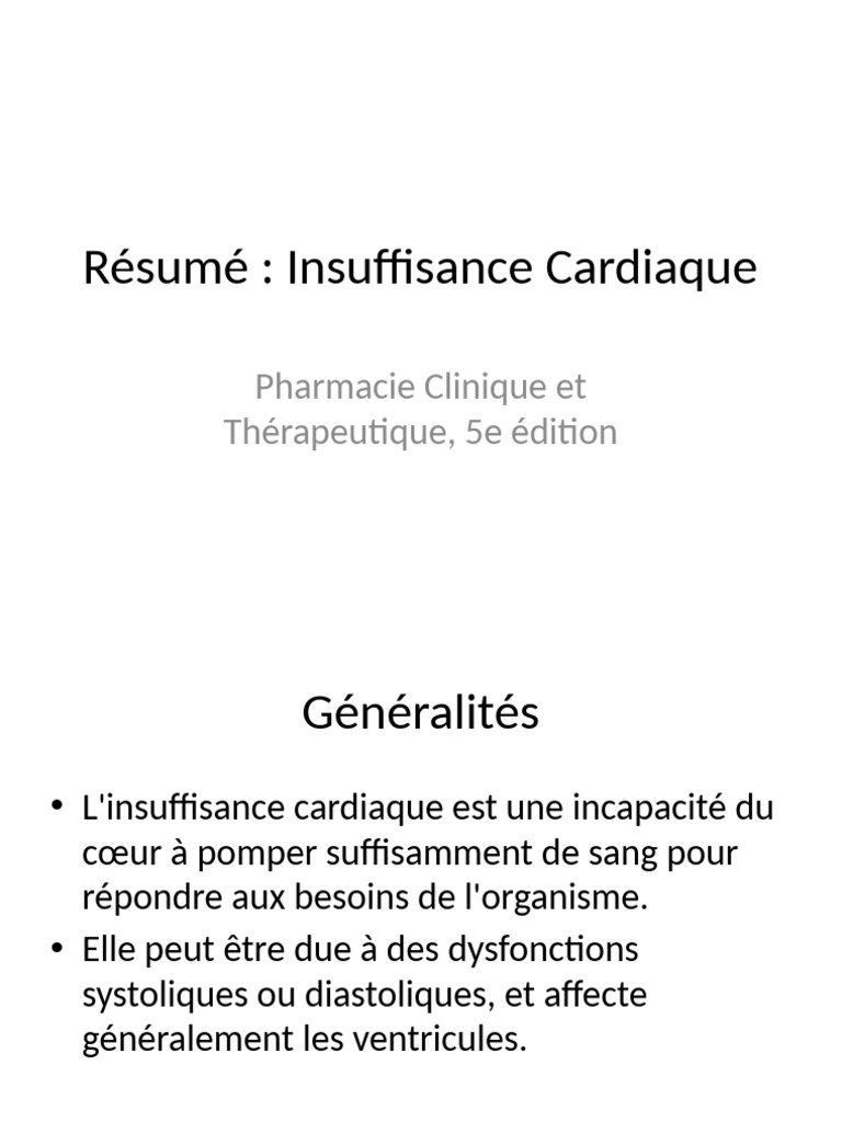 Comprendre l'Insuffisance Cardiaque | PDF