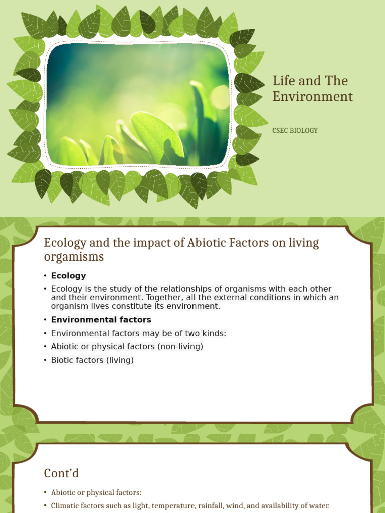 Ecology: Abiotic Factors Impacting Life | PDF | Soil | Natural Environment