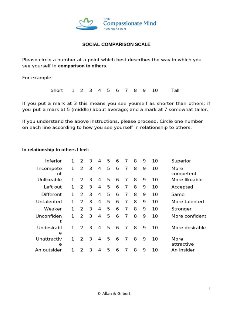 Social Comparison Scale - 701156459-Scs | PDF | Evaluation Methods ...
