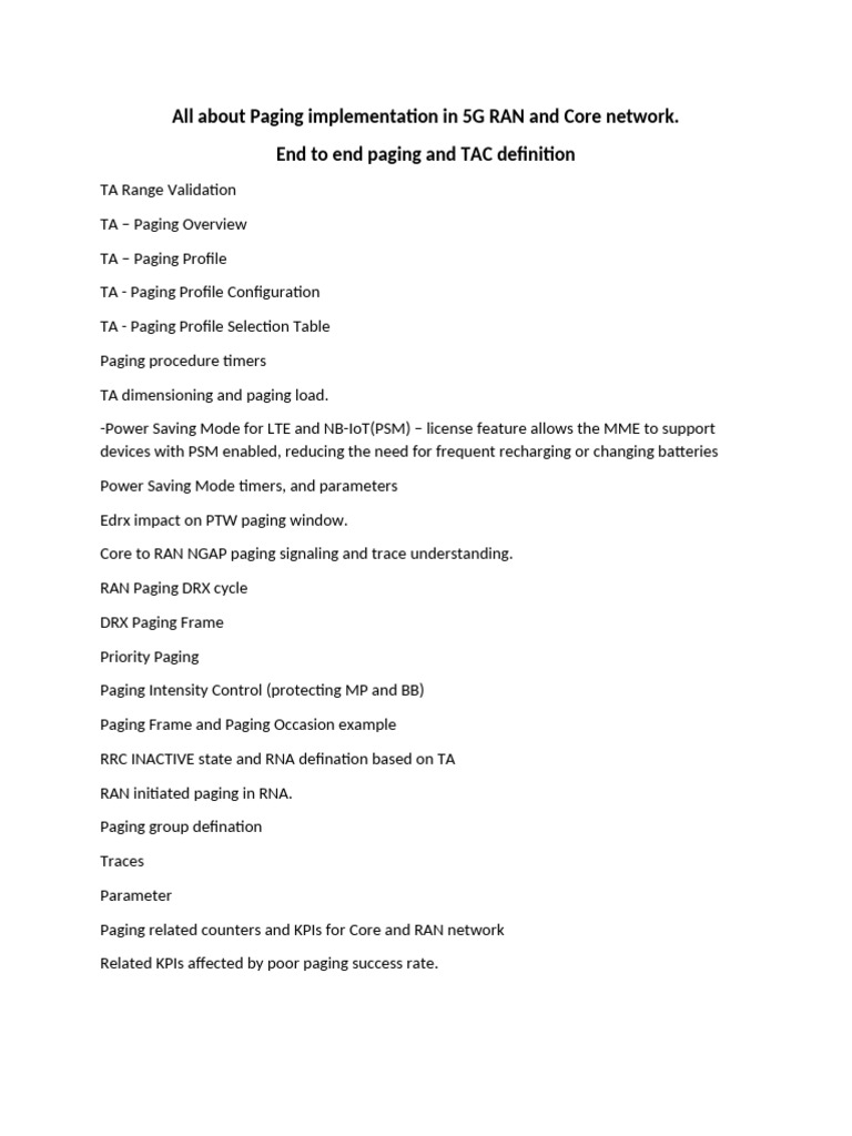 All About Paging Implementation In 5g Ran And Core Network Pdf