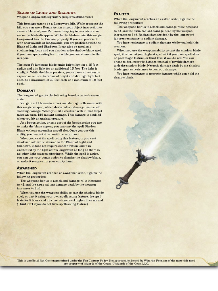Blade of Light and Shadows _ GM Binder | PDF | Blade Weapons | Sword