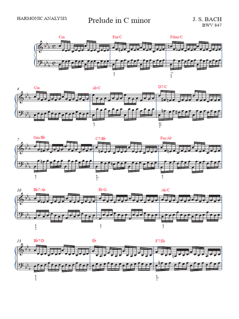 Bach Prelude C Minor Analysis | PDF | Compositions | Baroque Music