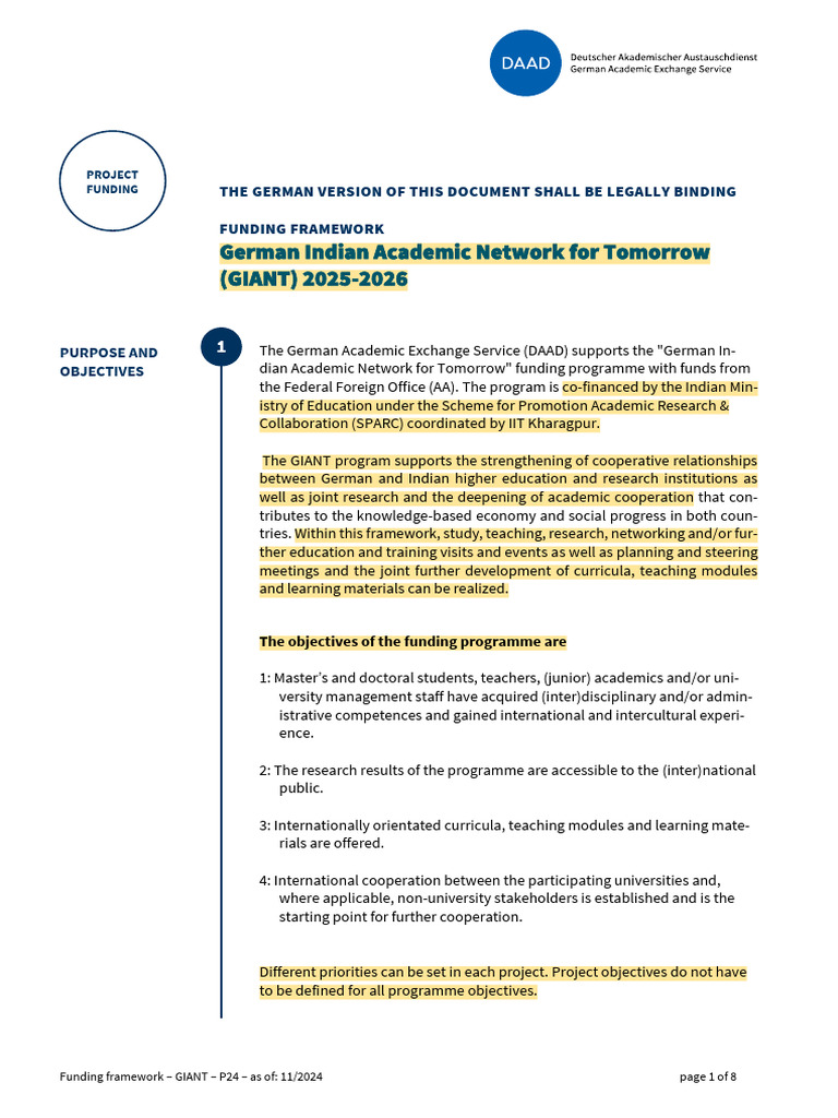 GIANT Funding Framework 2025-2026 | PDF | Doctorate