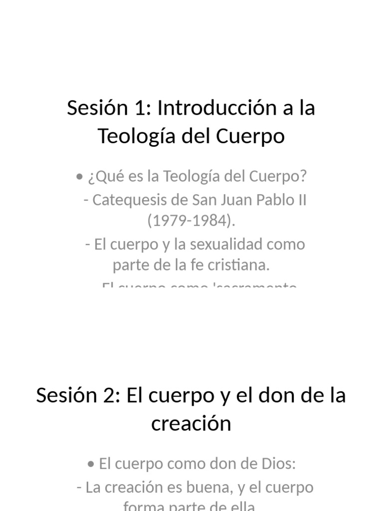 Teologia Del Cuerpo Sesiones 1 3 | PDF