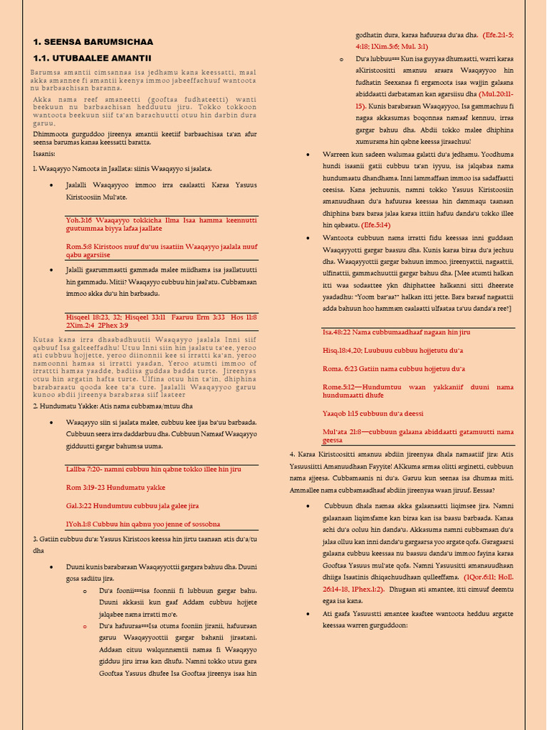 Barumsa Amantii: Jaalala Waaqayyoo | PDF