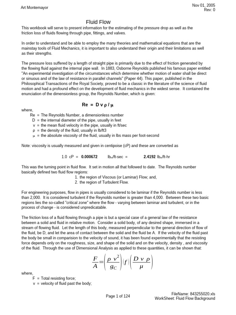 Art S Fluid Flow | PDF | Reynolds Number | Fluid Dynamics