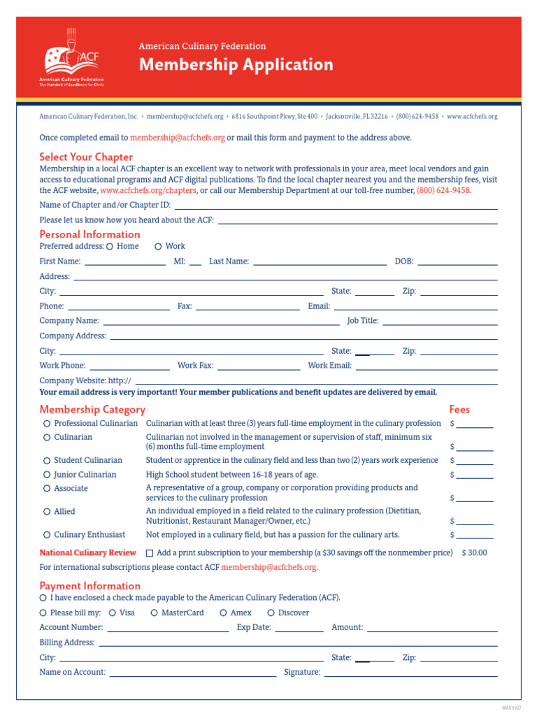 ACF Membership Application Form | PDF | Business