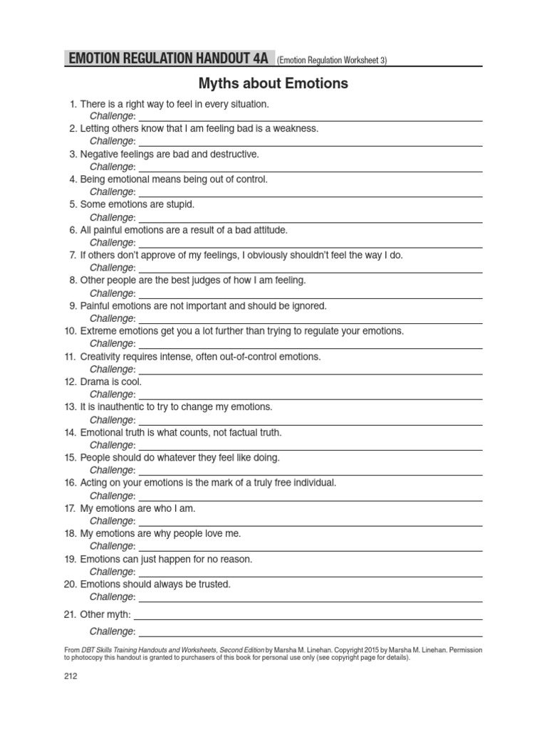 DBT Emotion Regulation Handout 4a | PDF