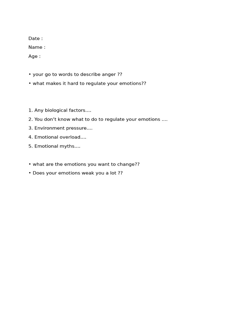 Emotion Worksheet | PDF