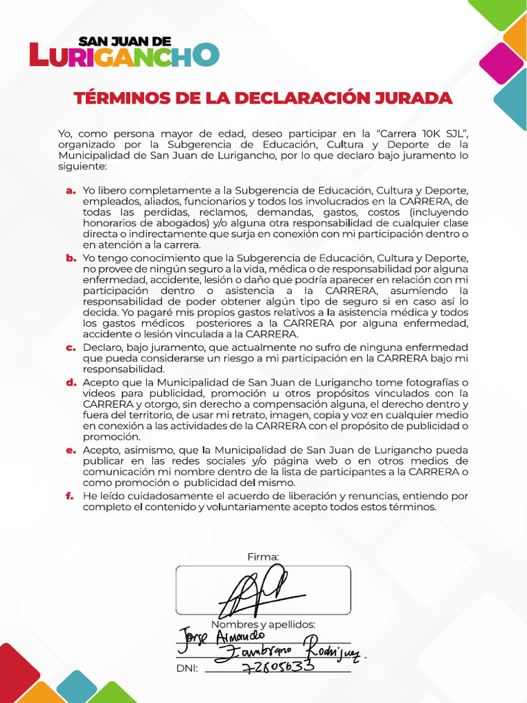 Declaración Jurada | PDF