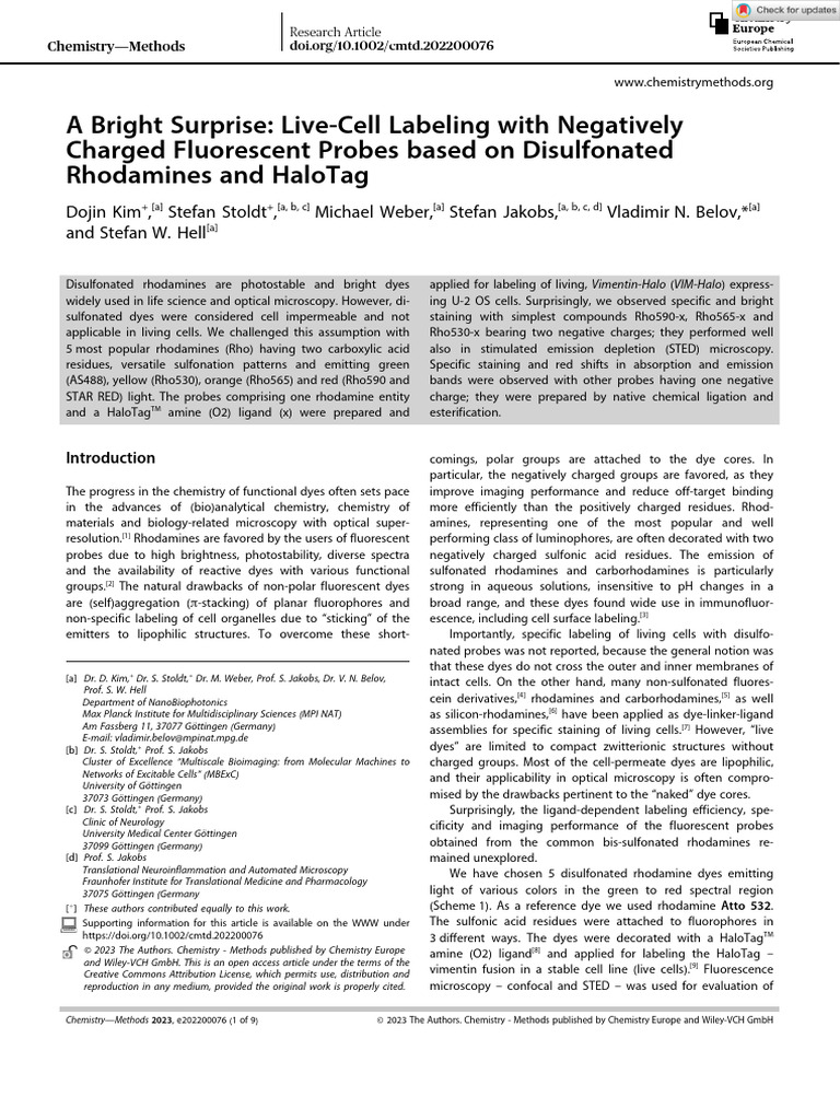 Kim, D. Chemistry Methods 2023 | PDF | Fluorophore | Microscopy