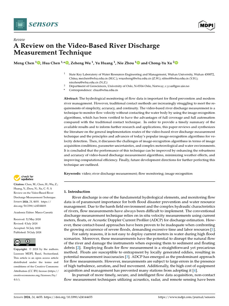 A Review On The Video-Based River Discharge Measur | PDF | Flow ...