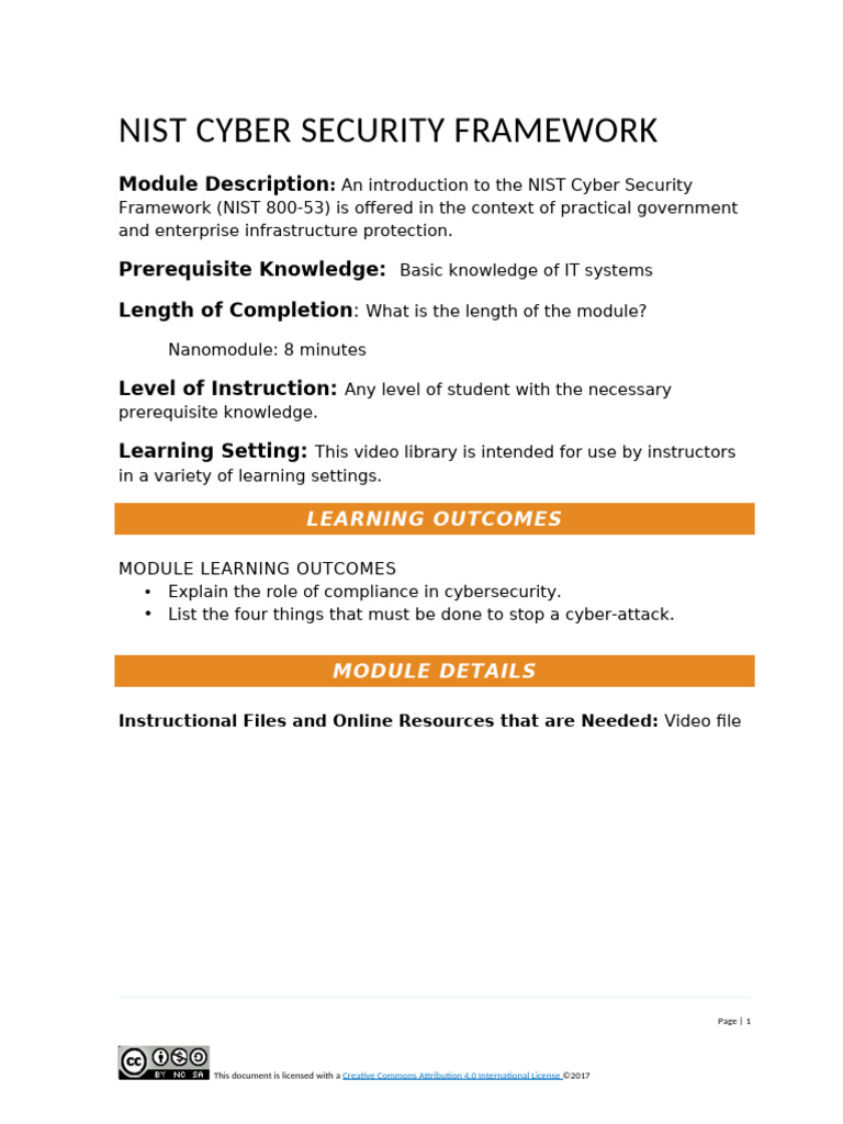 30 NIST Cyber Security Framework | PDF