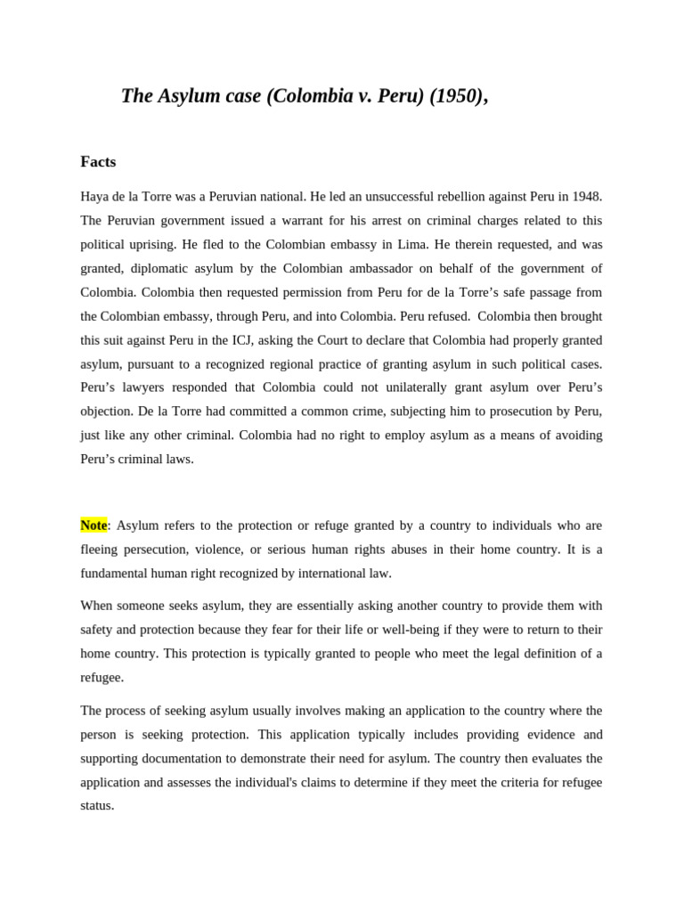 The Asylum case | PDF | Right Of Asylum | Refugee