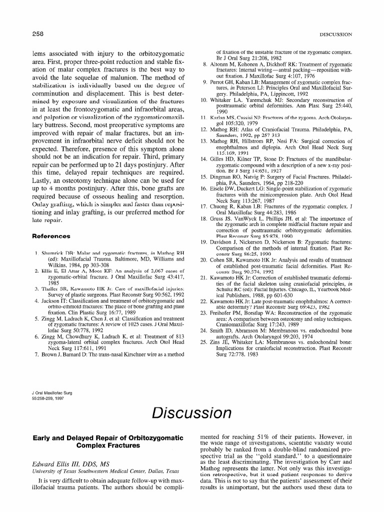 Early and Delayed Repair of Orbitozygomatic | PDF | Surgery | Oral And ...