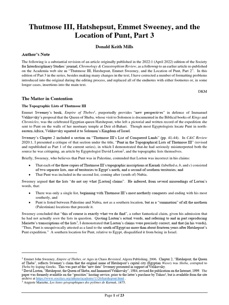 Thutmose_III_Hatshepsut_Emmet_Sweeney_an | PDF | Queen Of Sheba | Solomons